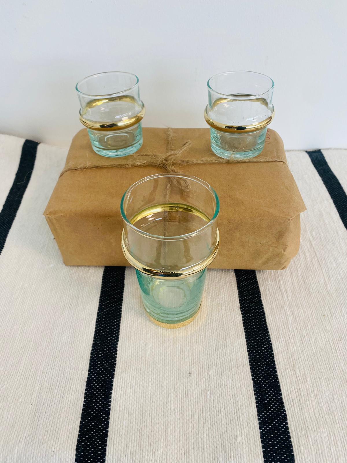 Traditional Beldi Glass | Gold | Moroccan Handmade Glass | Set of 6 | M ...
