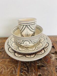 Traditional Safi Bowl set | Set of 4 | Handmade Moroccan Pottery | Grey ...