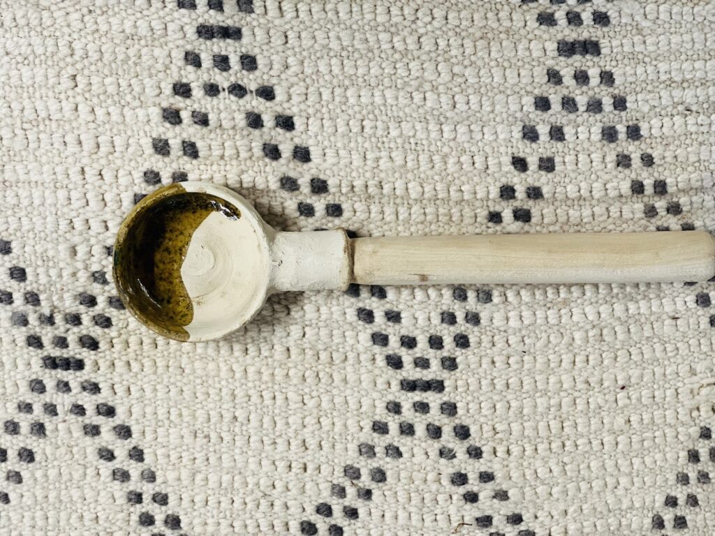 Yellow Half Glazed Moroccan Tamegroute Serving Spoon | Handmade Spoon ...